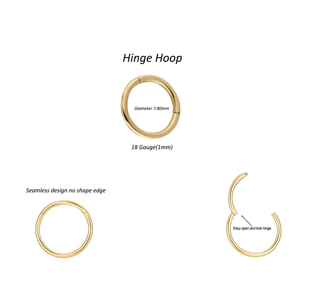 14K Solid Gold Hinge Hoop Earring Zircon Stone Hoop Earrings | Etsy
