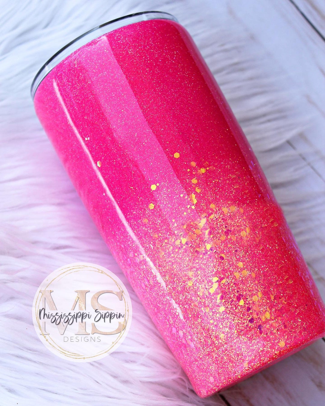 Neon Pink Glitter Tumbler - Etsy