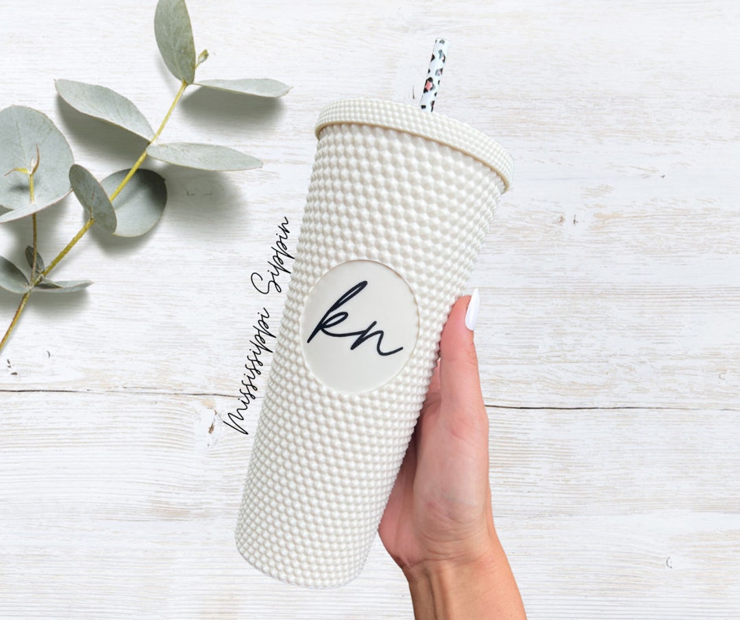 24 Oz White Matte Studded Tumbler Leopard Straw Option - Etsy