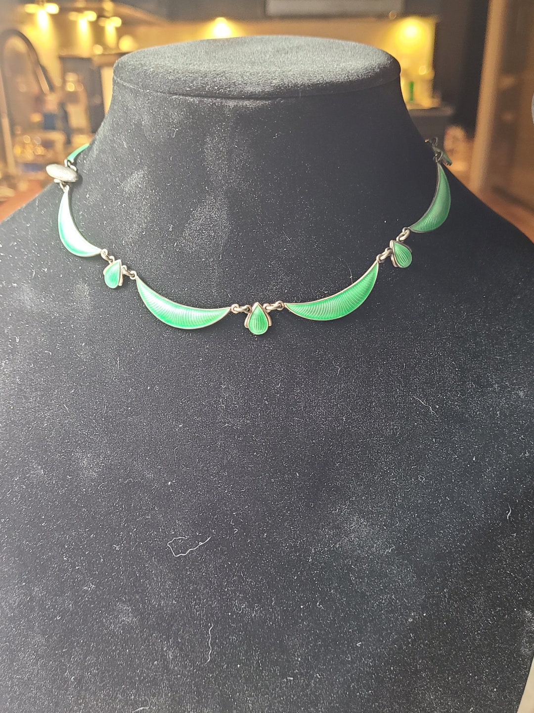 Vintage Volmer Bahner Sterling Silver Denmark Enamel Plated Necklace 16 ...