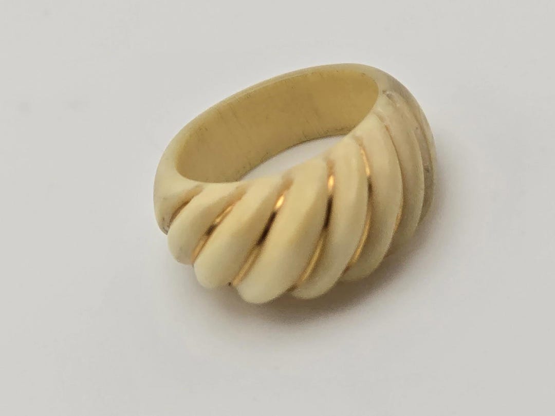 Vintage 14k Solid Gold & Wood Turned Ring Sz 6 Swirl Design - Etsy