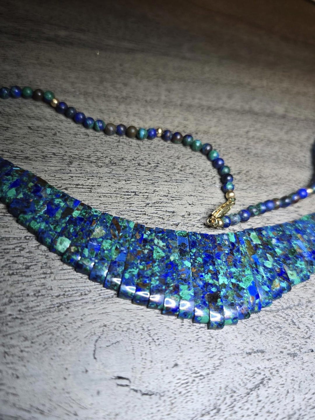 Vibrant Azurmalachite Azurite Slab Necklace Artisan-cut - Etsy