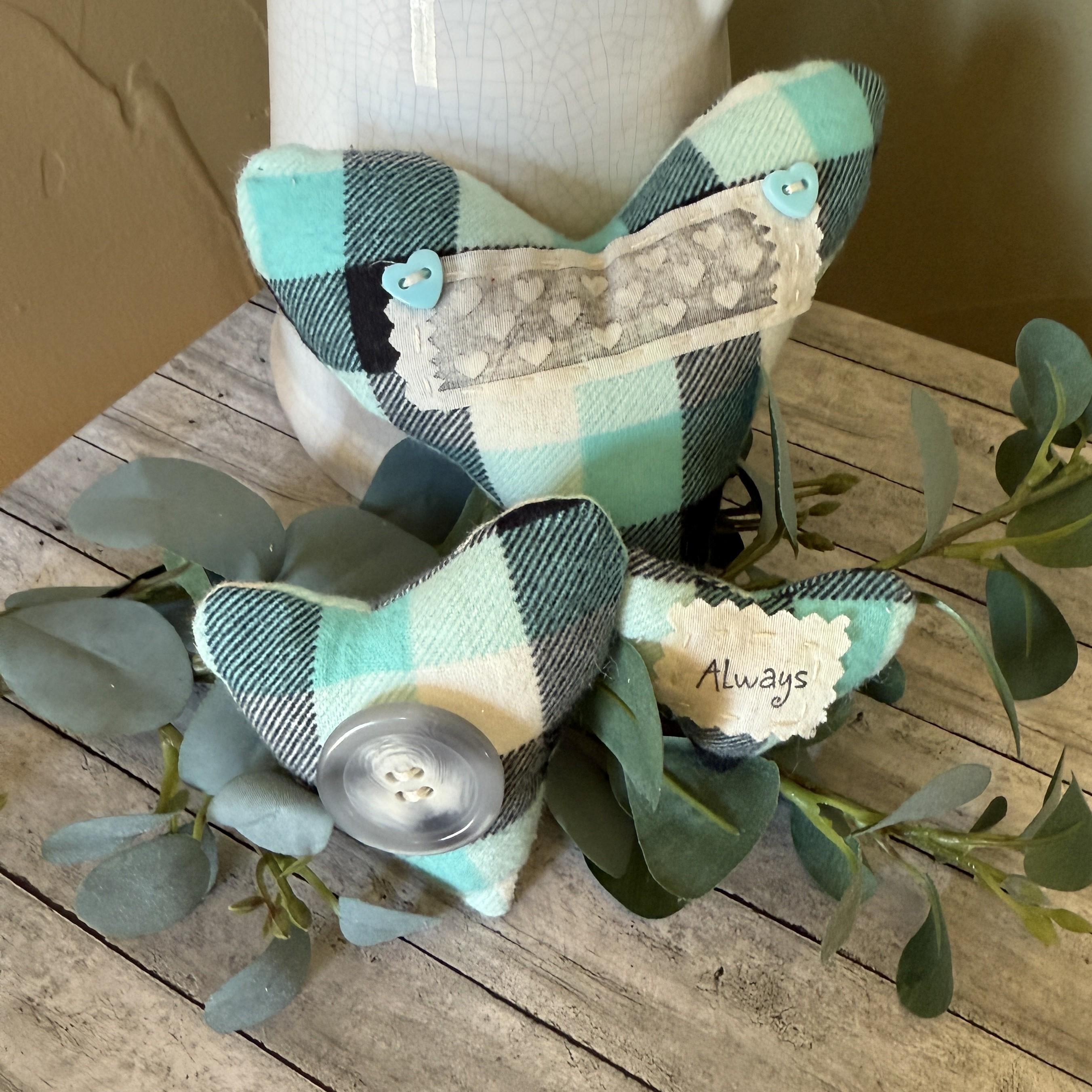 Teal Fabric Heart Bowl Fillers, Unique Valentine Gifts for Her, Rustic ...