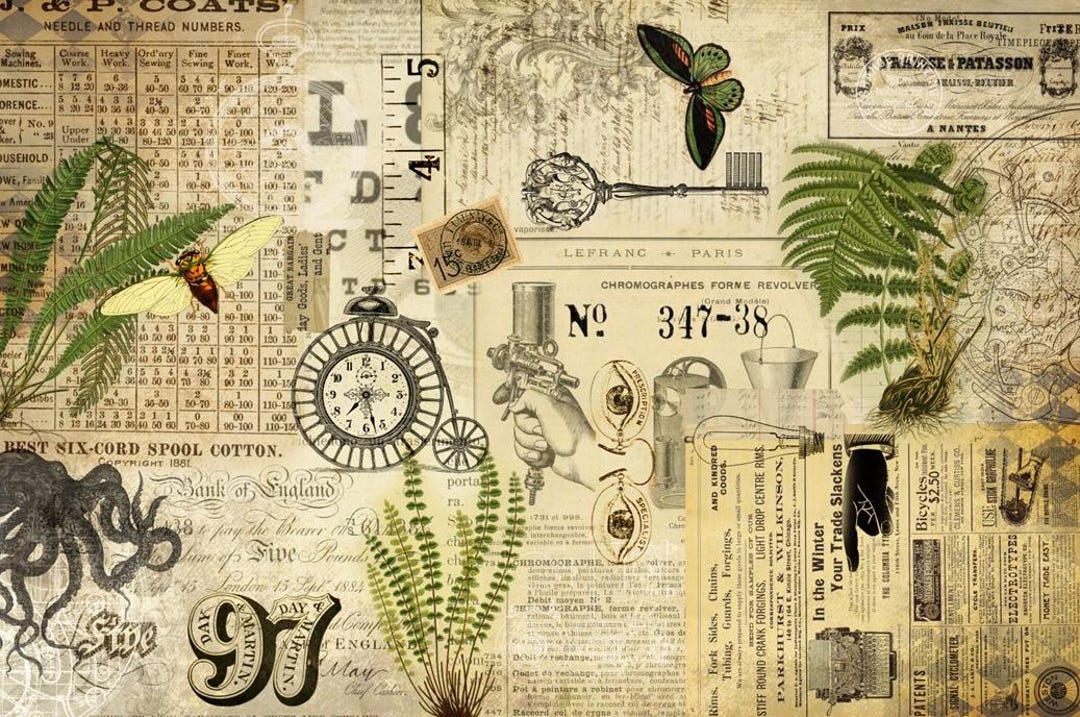 Roycycled Decoupage Paper, Industrial Masterboard, Botanical Papers ...