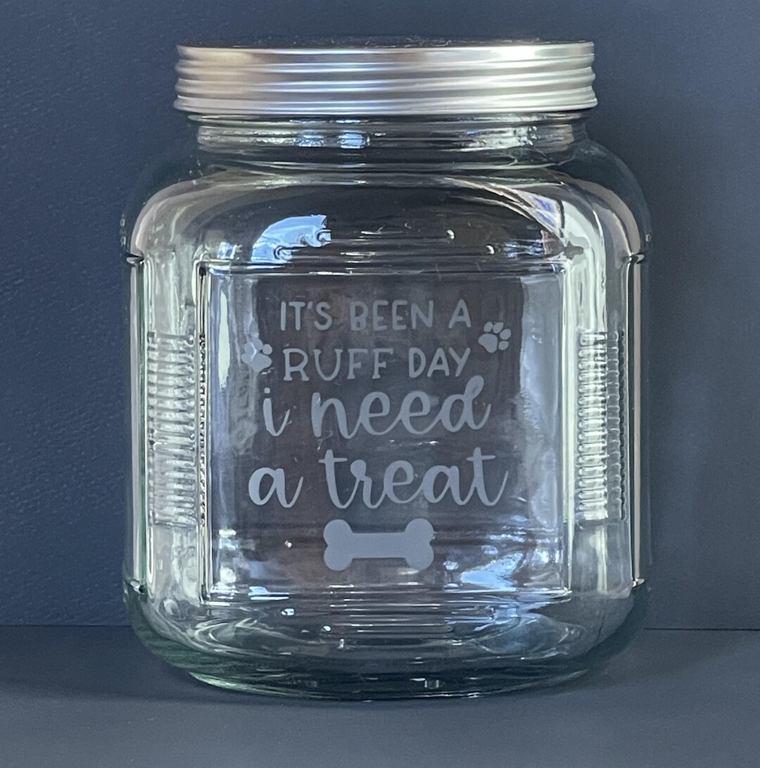 Etched Glass Dog Treat Jar: "ruff Day" Gift for Dog Lovers, Unique ...