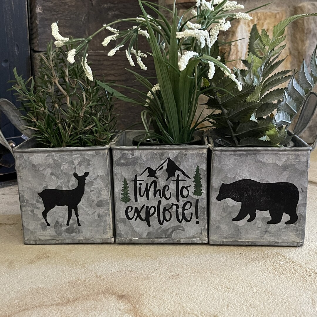 Camping Utensil Holder, Rustic Metal Container, Christmas Gift for ...