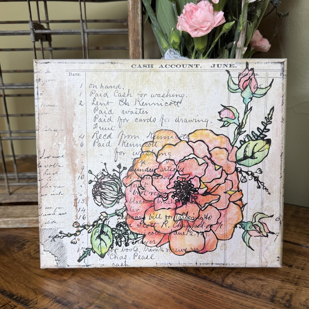 Watercolor Flower Art on Wood Board, Spring Wall Hanging Decor, Floral ...