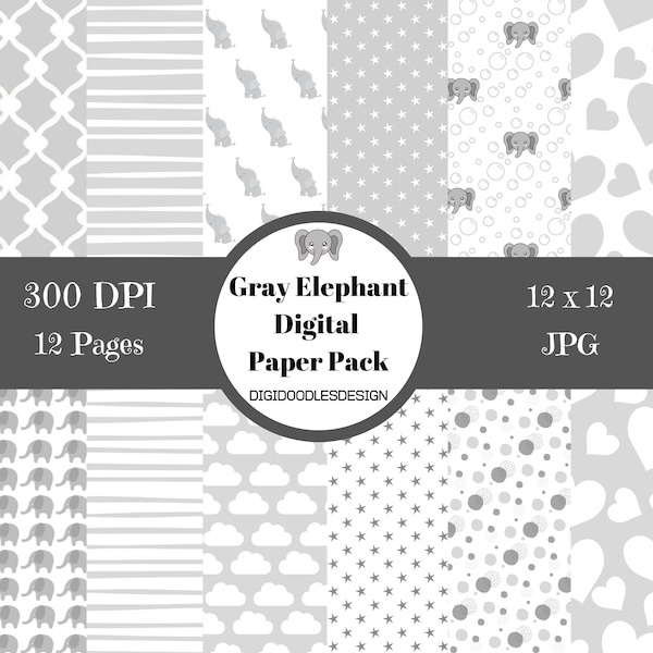 Gray Elephant - Etsy