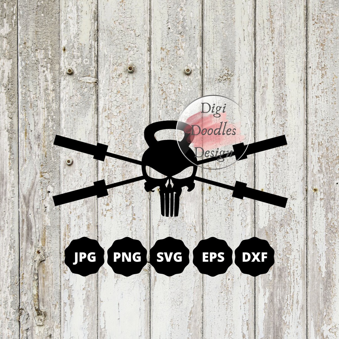 Fitness Skull and Crossbones Crossfit Workout SVG PNG JPG Digital Cut ...