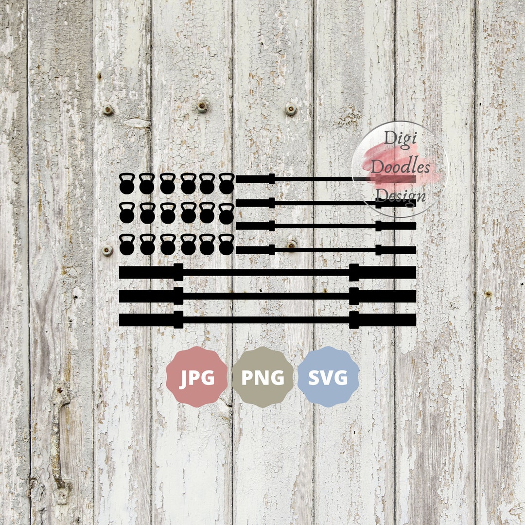 Barbell Flag Crossfit Fitness Instant Digital Download - SVG JPG PNG - Etsy