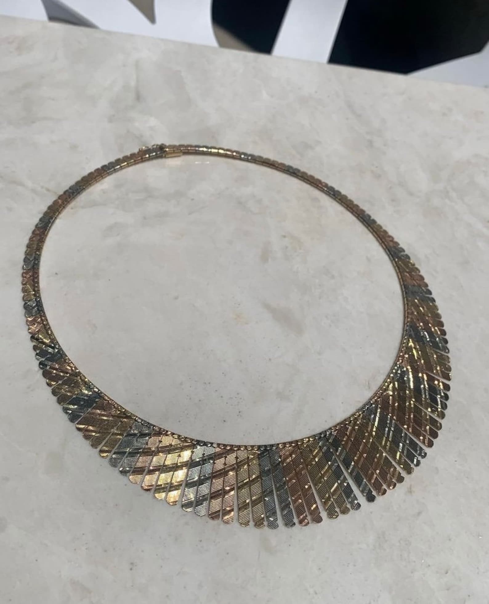 14k Italian Tri Color Gold Cleopatra Festival Choker Necklace Estate - Etsy