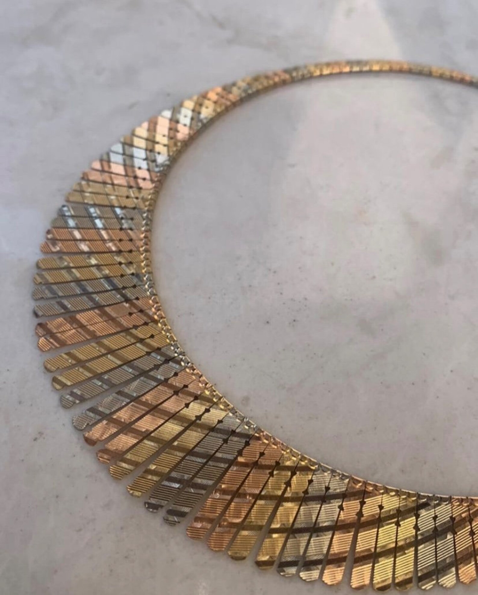 14k Italian Tri Color Gold Cleopatra Festival Choker Necklace Estate - Etsy