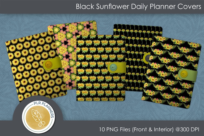Black Sunflower Daily Digital Planner - Etsy