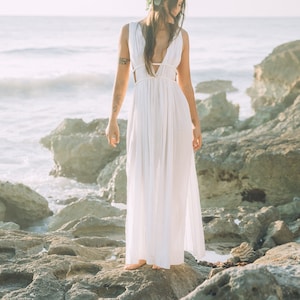 White Priestess Dress, Greek Goddess Dress, Bohemian Dress, Grecian ...