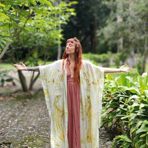 White Rose Silk Kimono Robe: Angel Wings, Sacred Geometry - Etsy