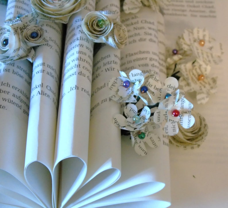 Open Book With Mini Paper Flowers // Book Art // Book Decoration ...