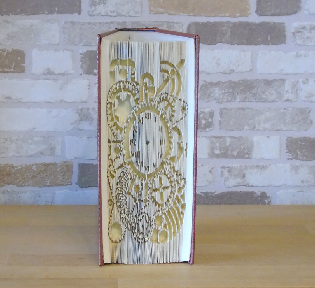 Steampunk Clock Folded Book // Book Folding Art // Gift // Decoration ...