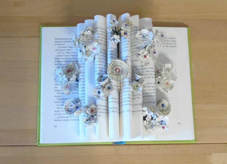 Open Book With Mini Paper Flowers // Book Art // Book Decoration ...
