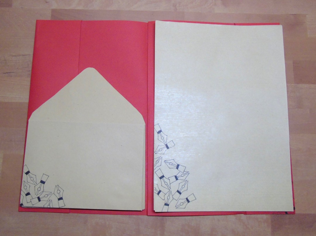 Writing Paper Set Brown Writing Paper With Black Fountain Pen Tips ...