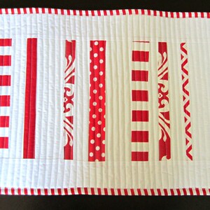 Red and White Quilted Table Runner, Festive Table Topper, Holiday Decor ...