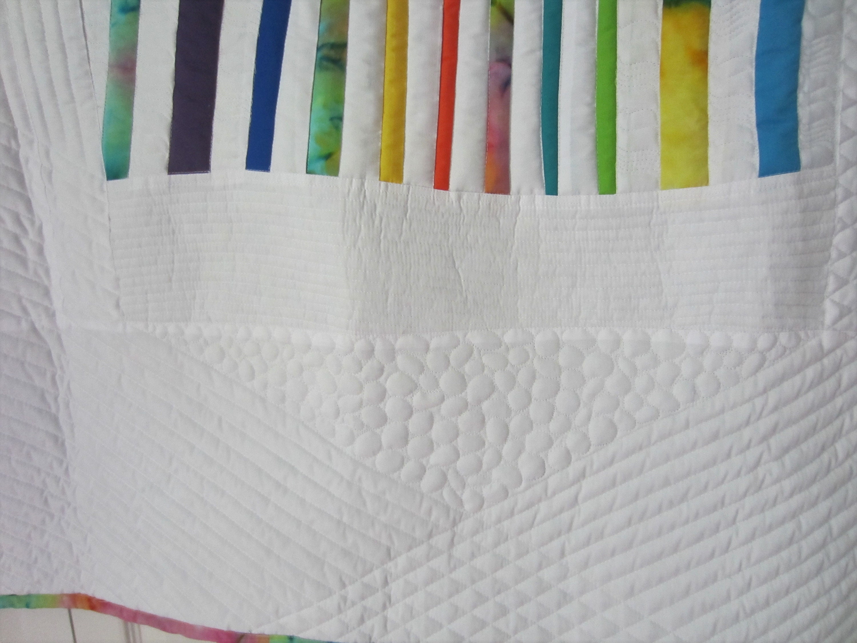 Modern Curvy Rainbow Rows Quilt; Baby Blanket, Play Mat, Crib Bedding; Colorful Gender Neutral ...