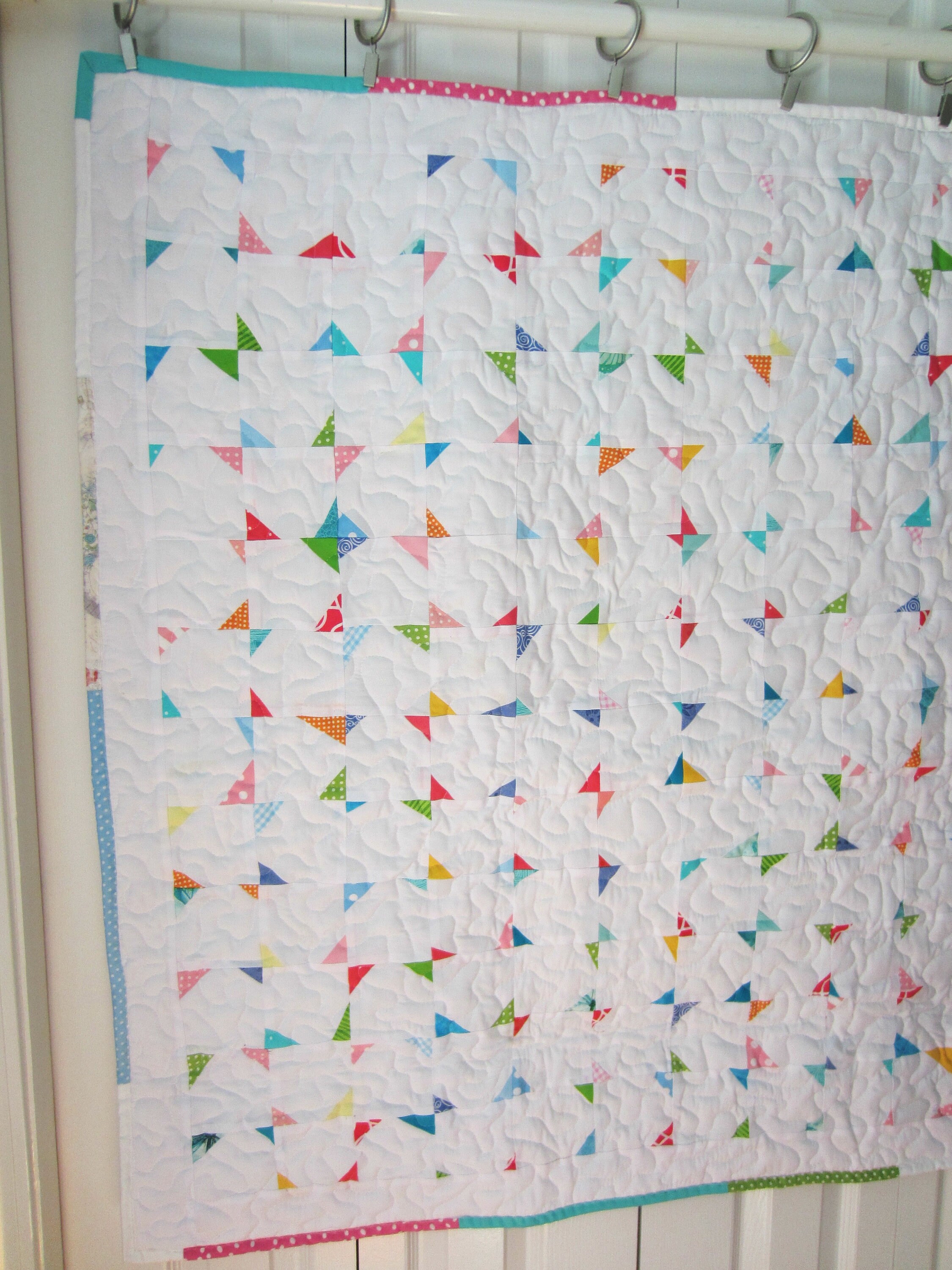 Modern White Baby Quilt Sprinkled With Colorful Confetti | Etsy