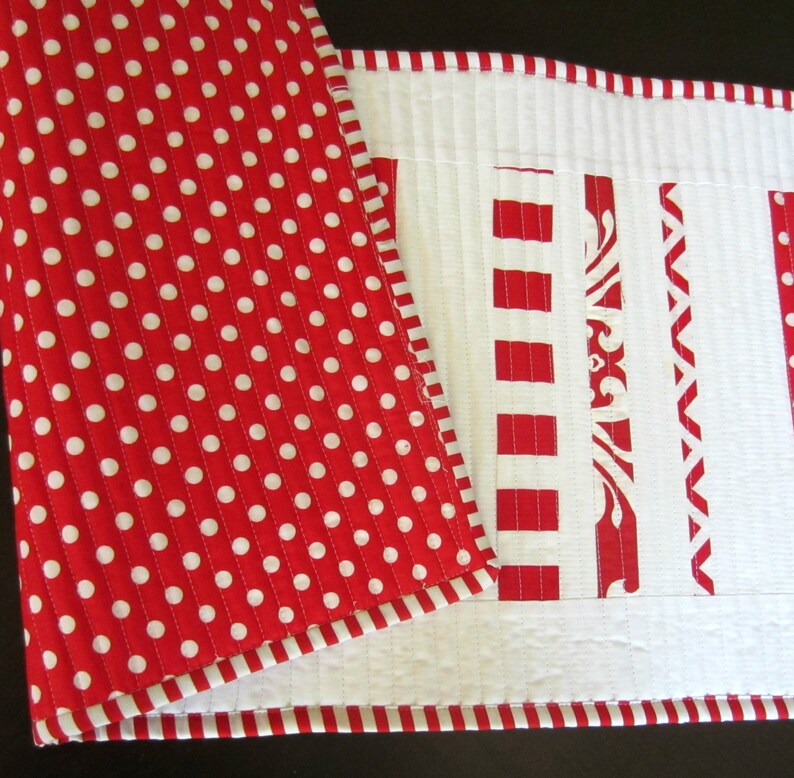 Red and White Quilted Table Runner Festive Table Topper - Etsy