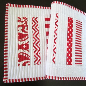 Red and White Quilted Table Runner, Festive Table Topper, Holiday Decor ...