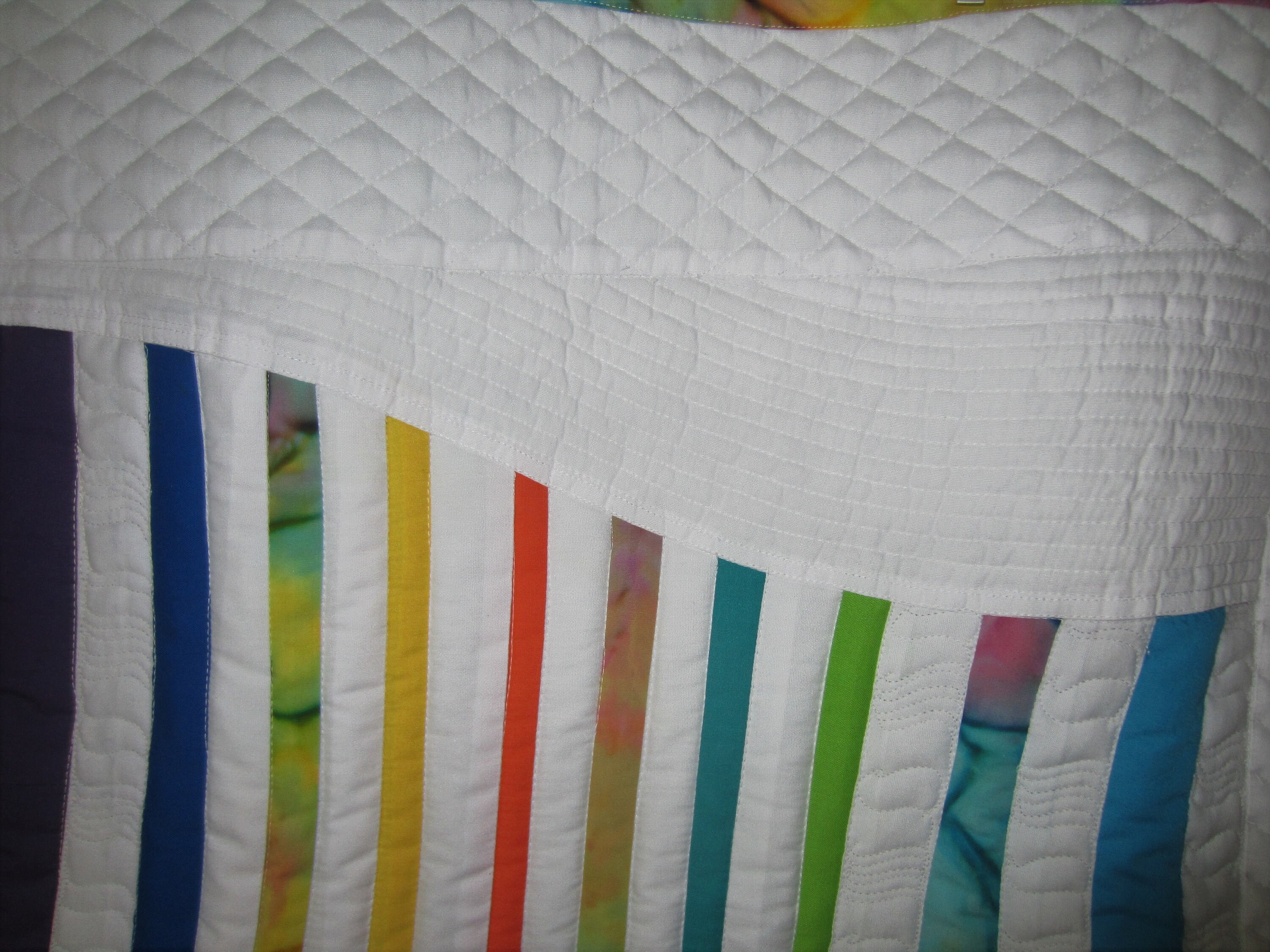 Modern Curvy Rainbow Rows Quilt; Baby Blanket, Play Mat, Crib Bedding; Colorful Gender Neutral ...