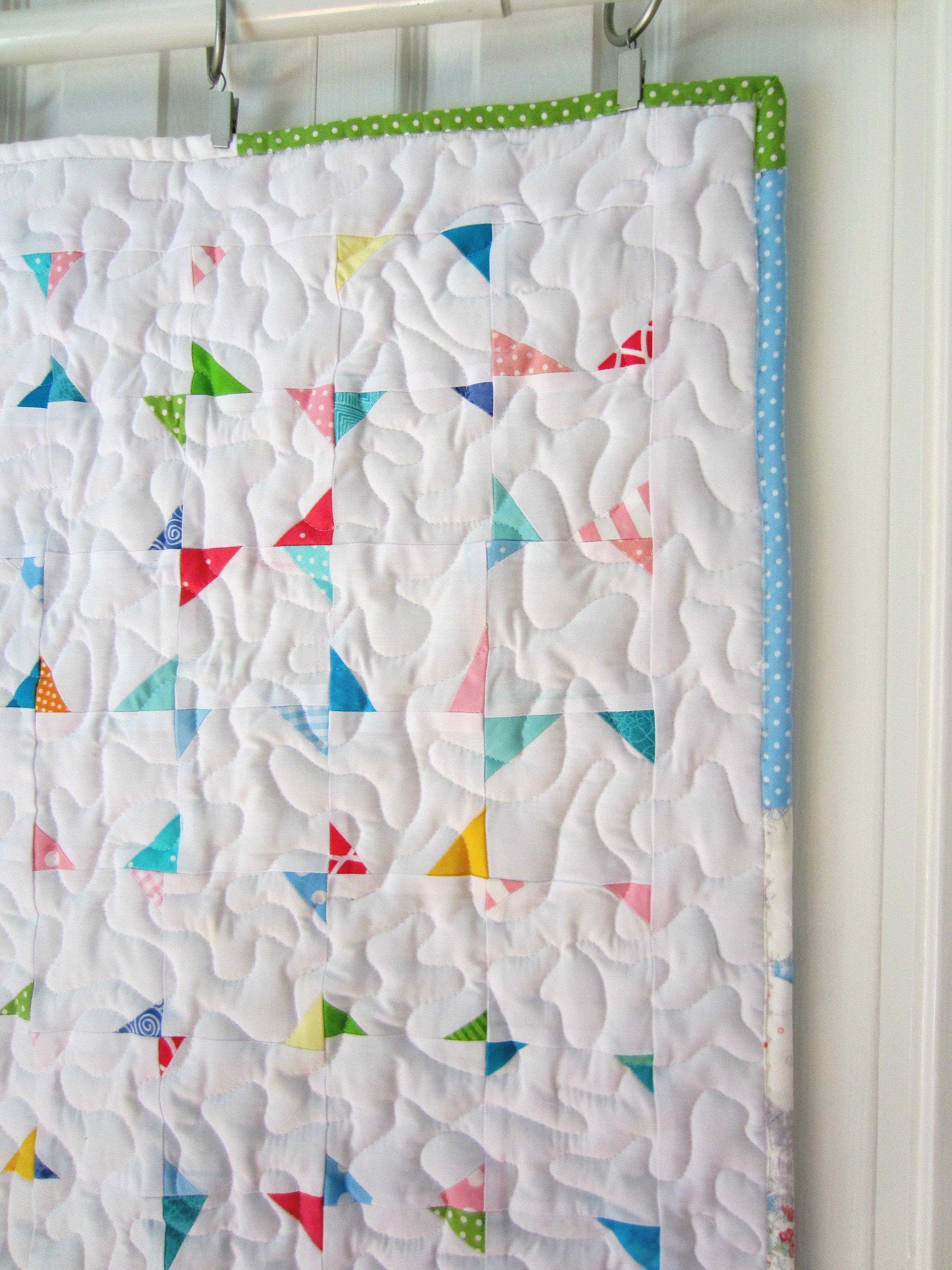 Modern White Baby Quilt Sprinkled With Colorful Confetti | Etsy