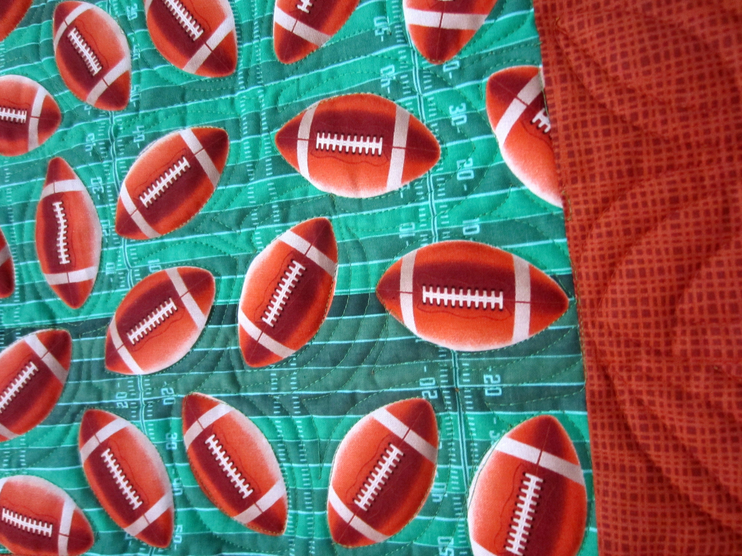 Game Day Quilted Table Topper, Super Bowl, Football Themed Quilted ...