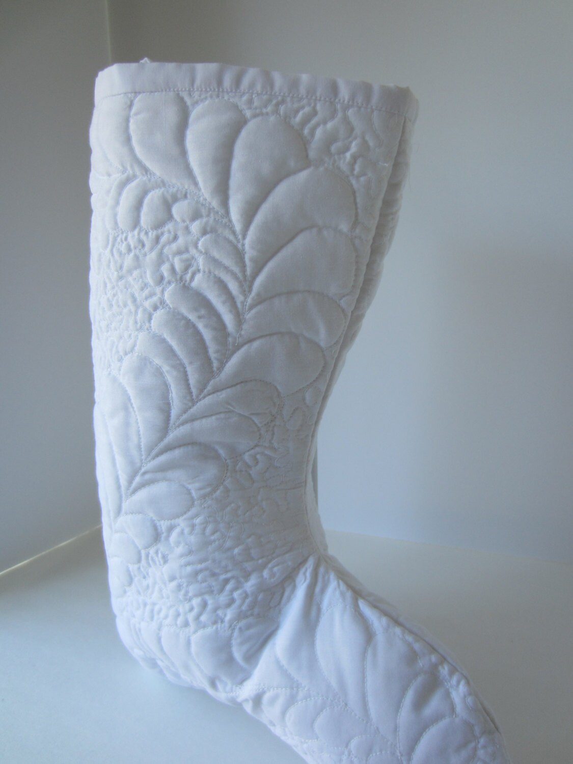 Snow White Quilted Christmas Stocking Feather Quilted Motif With Micro ...