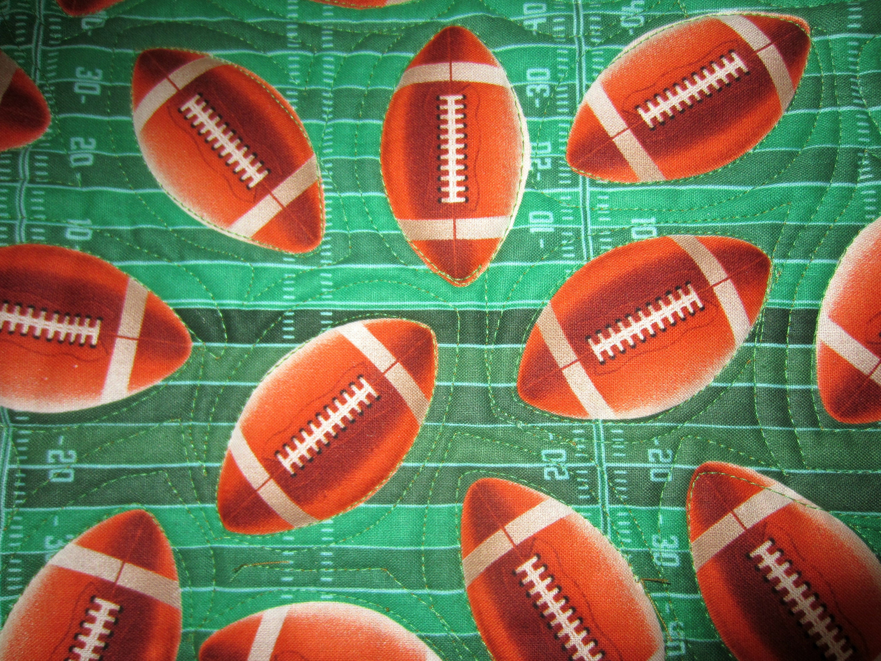 Game Day Quilted Table Topper, Super Bowl, Football Themed Quilted ...