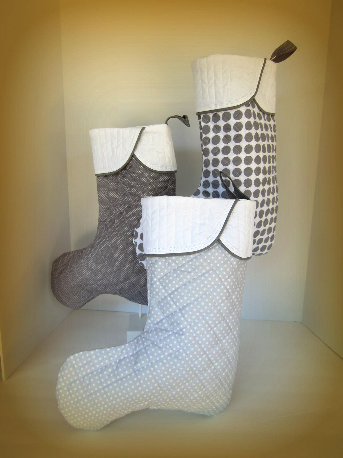 Gray Quilted Christmas Stocking Mix and Match Coordinated - Etsy