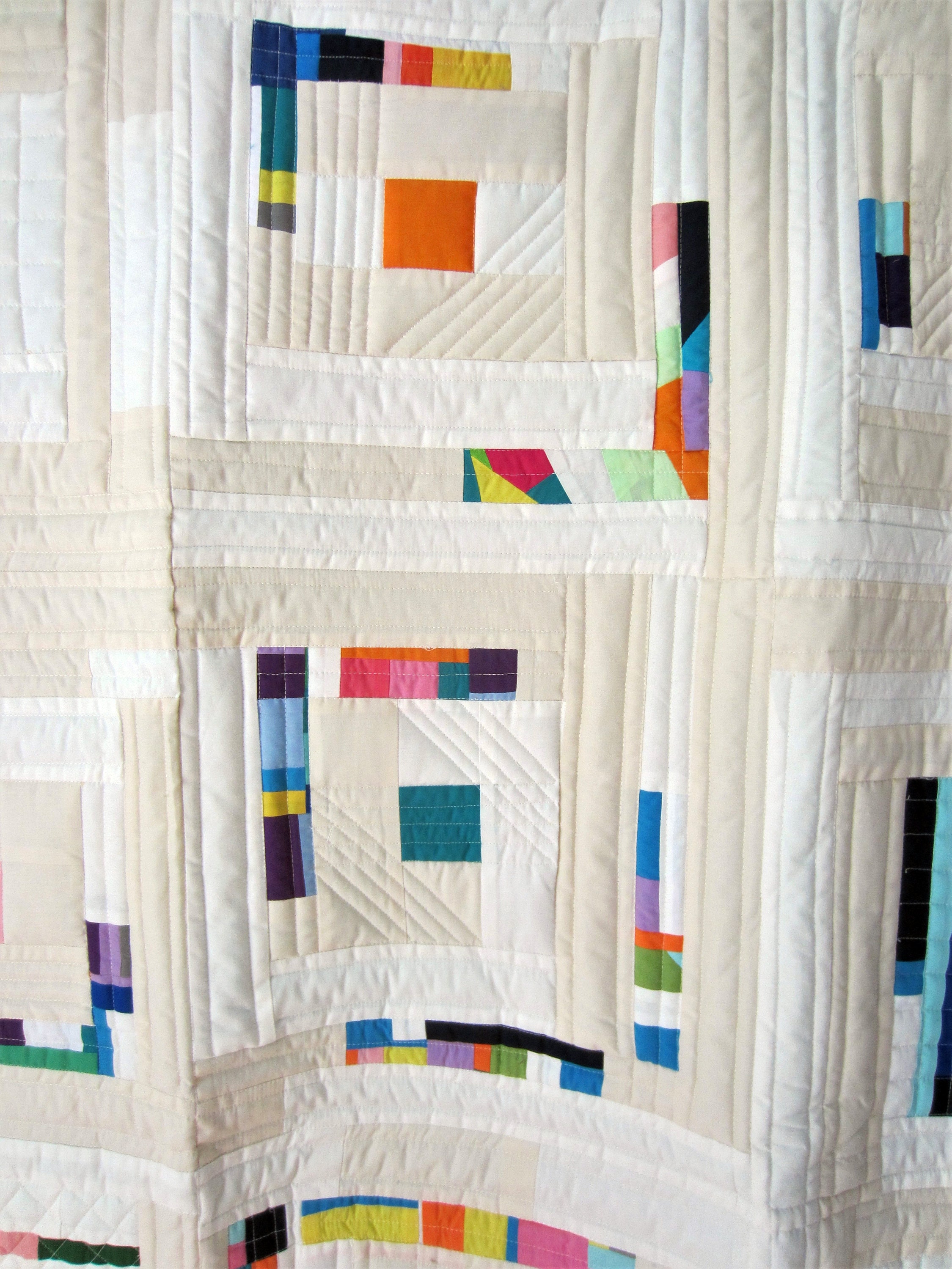 Modern Colorful Custom Quilted Pixelated Log Cabin Cotton Throw ...