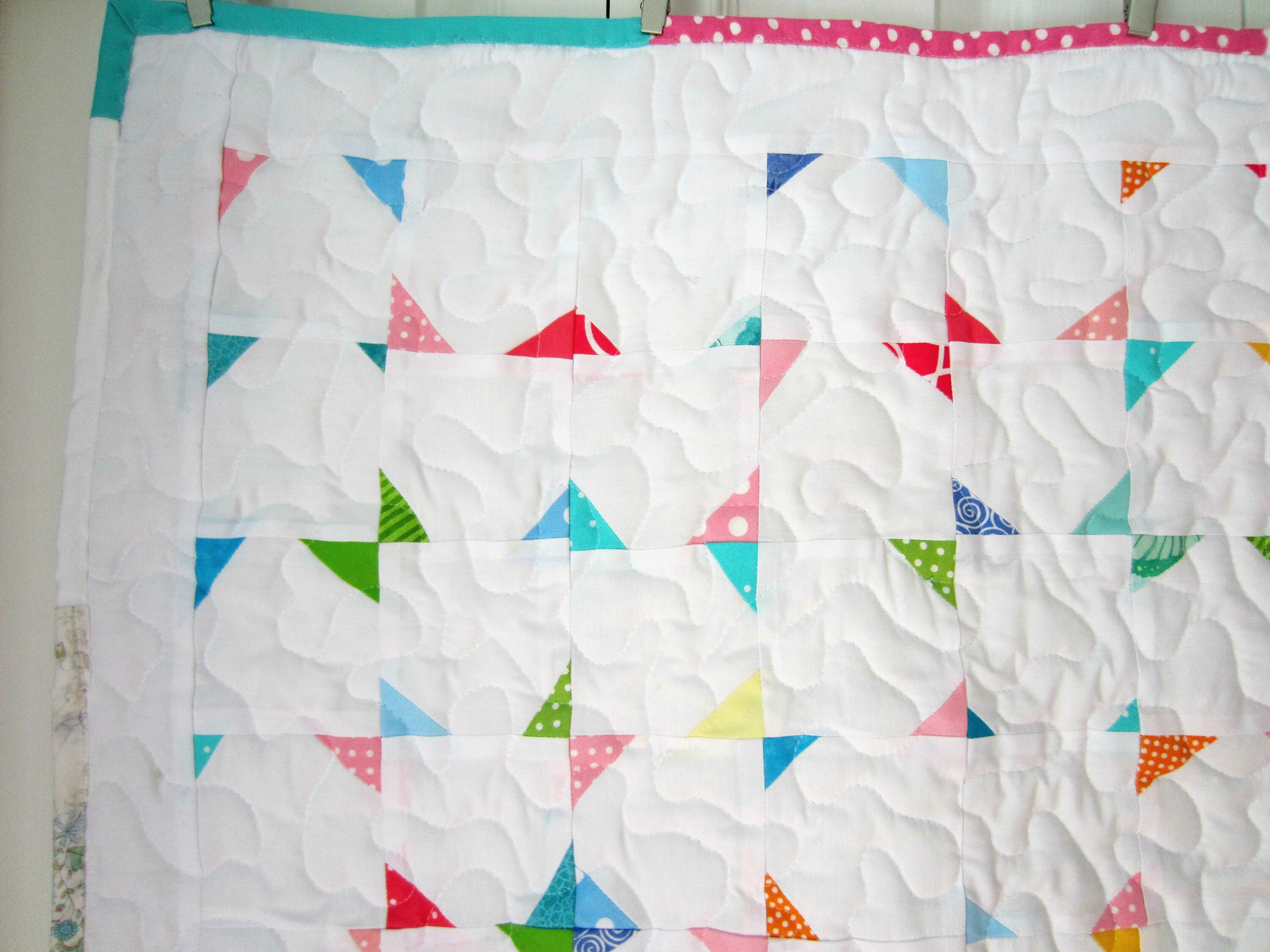 Modern White Baby Quilt Sprinkled With Colorful Confetti | Etsy