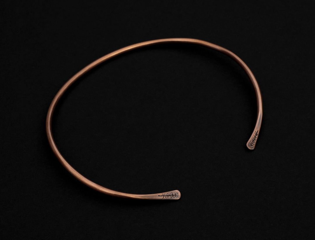 Copper Torc Necklace With Fern Pattern, Copper Choker Necklace, Copper ...