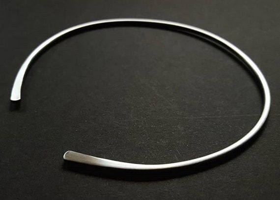 Sterling Silver Collar Necklace in Bright Silver Finish - Etsy