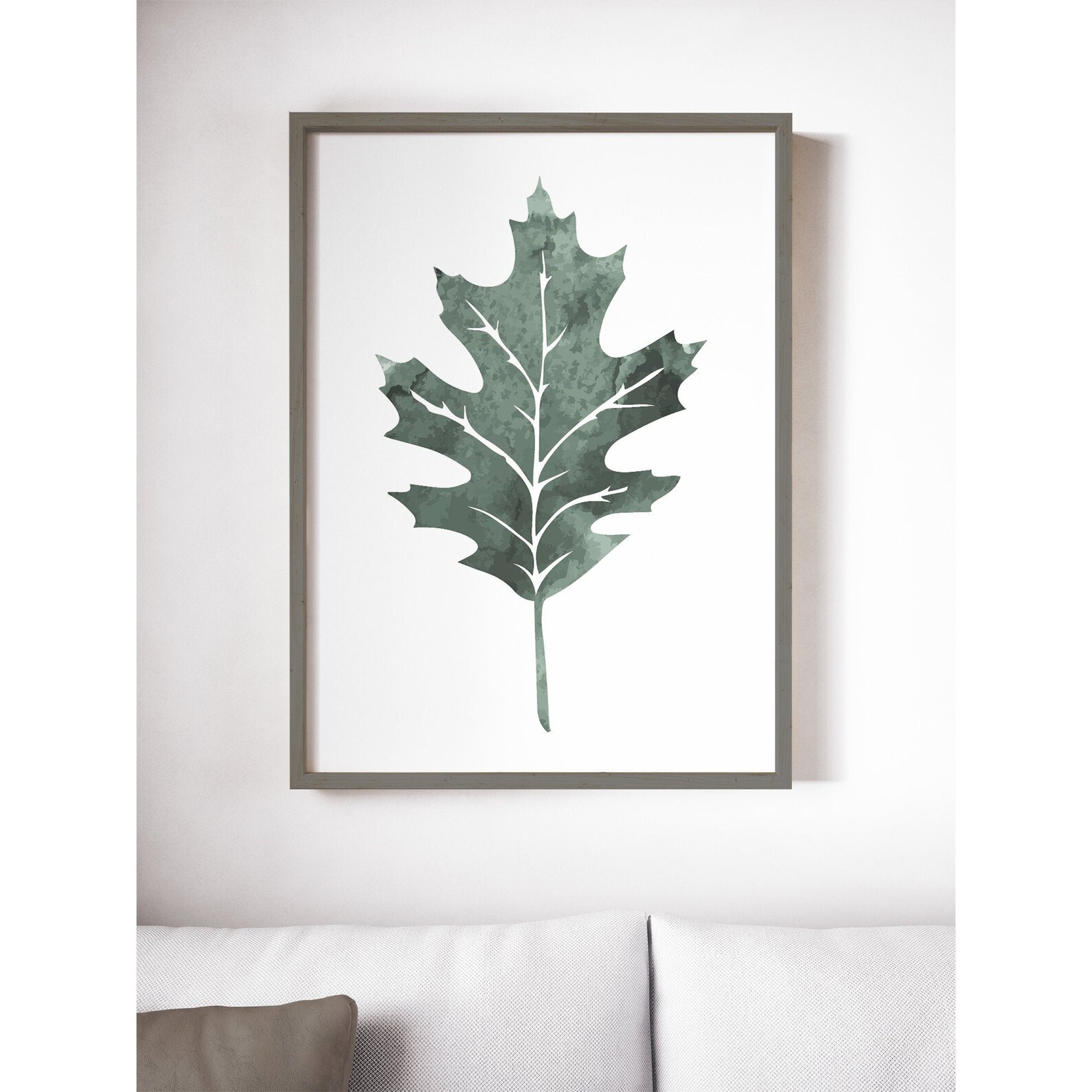 Green Oak Leaf Wall Art Printable, Seasonal Digital Download, Feature ...