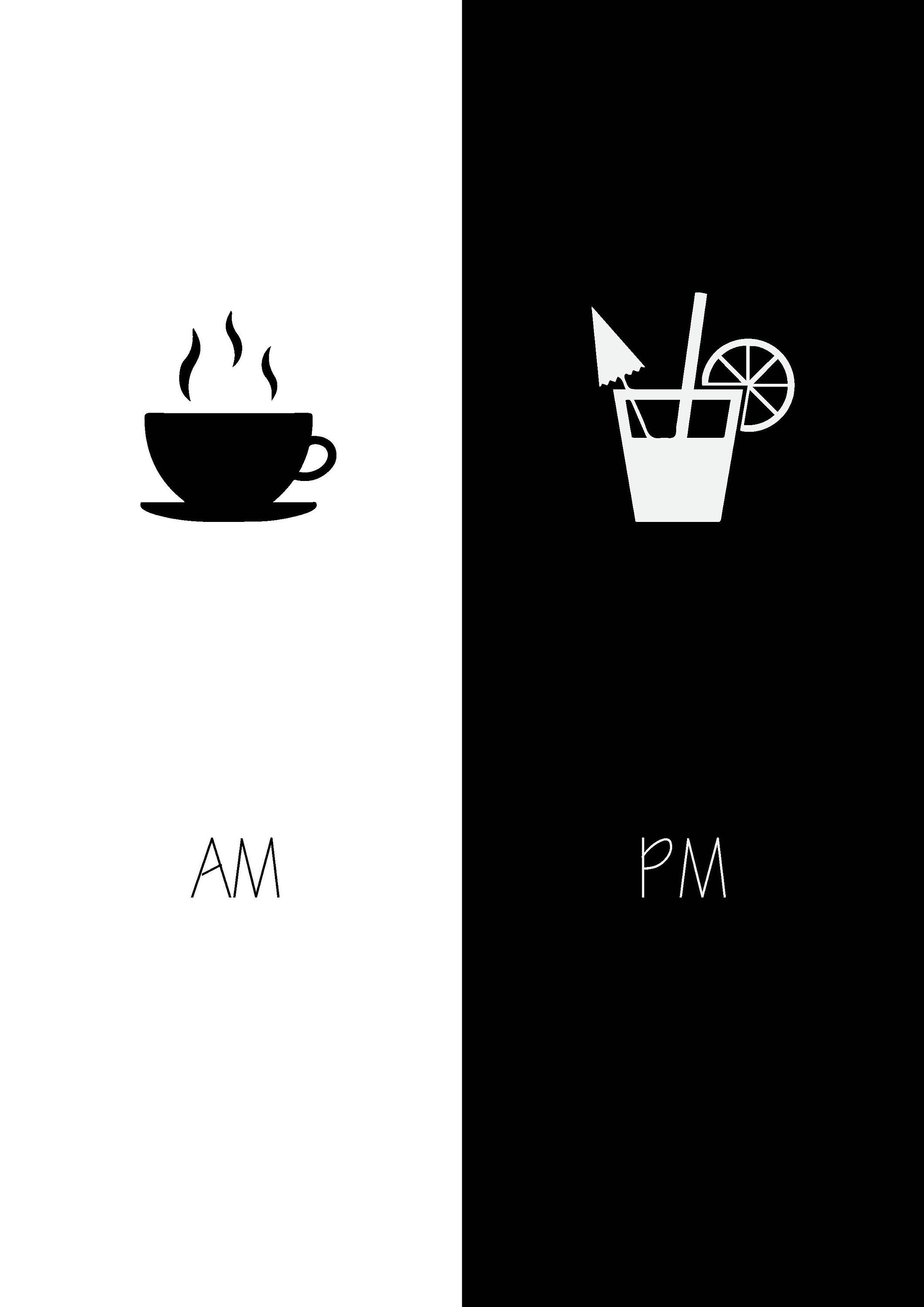 AM PM Wall Art Digital Download, Coffee and Cocktail Wall Art, Modern ...