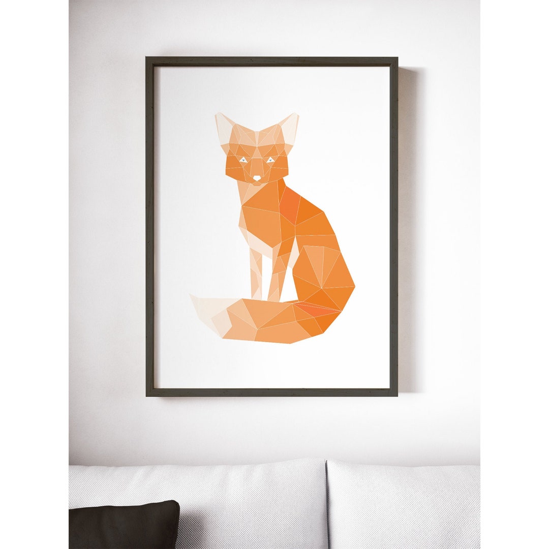 Red Fox Digital Download Geometric Fox Nursery Printable - Etsy