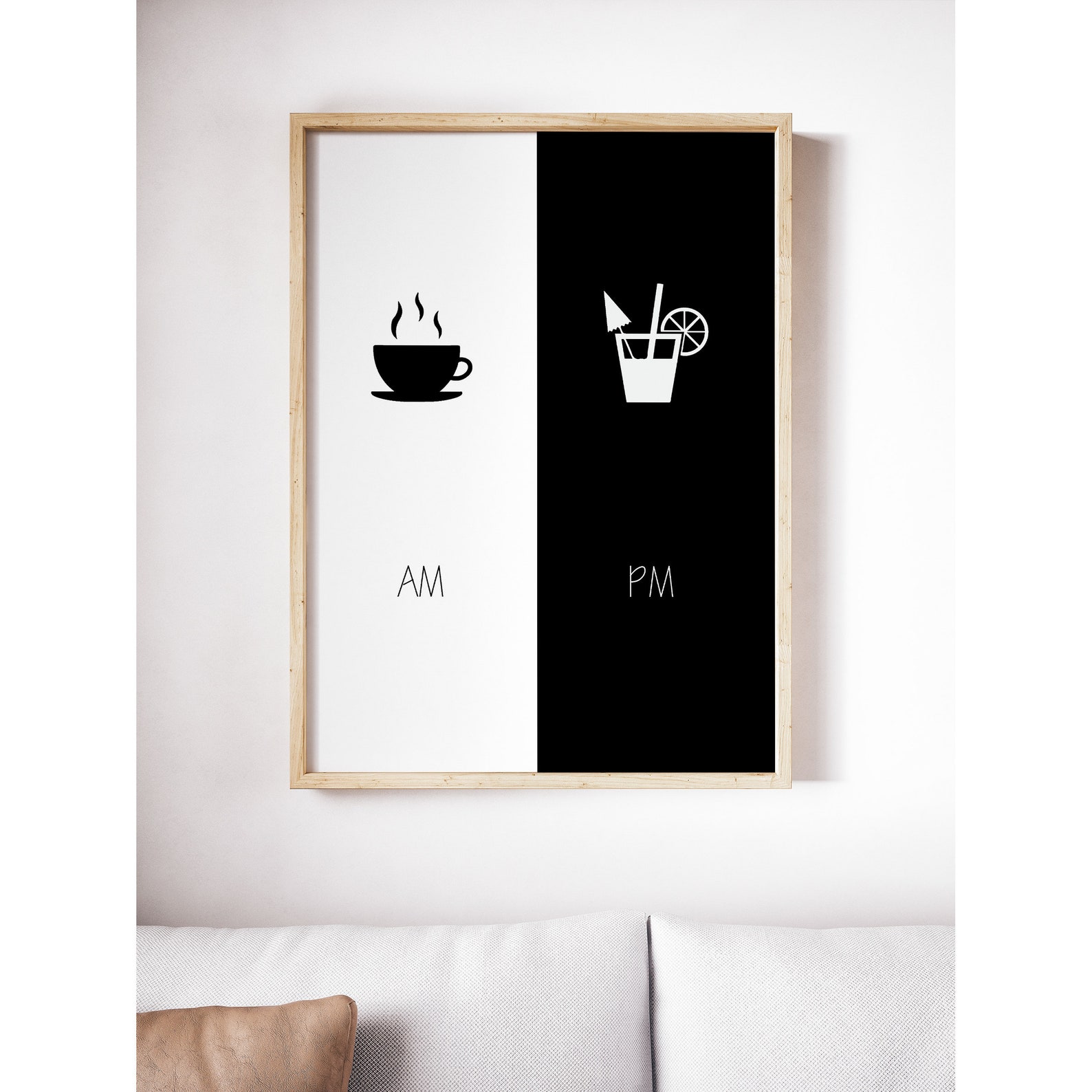 AM PM Wall Art Digital Download, Coffee and Cocktail Wall Art, Modern ...