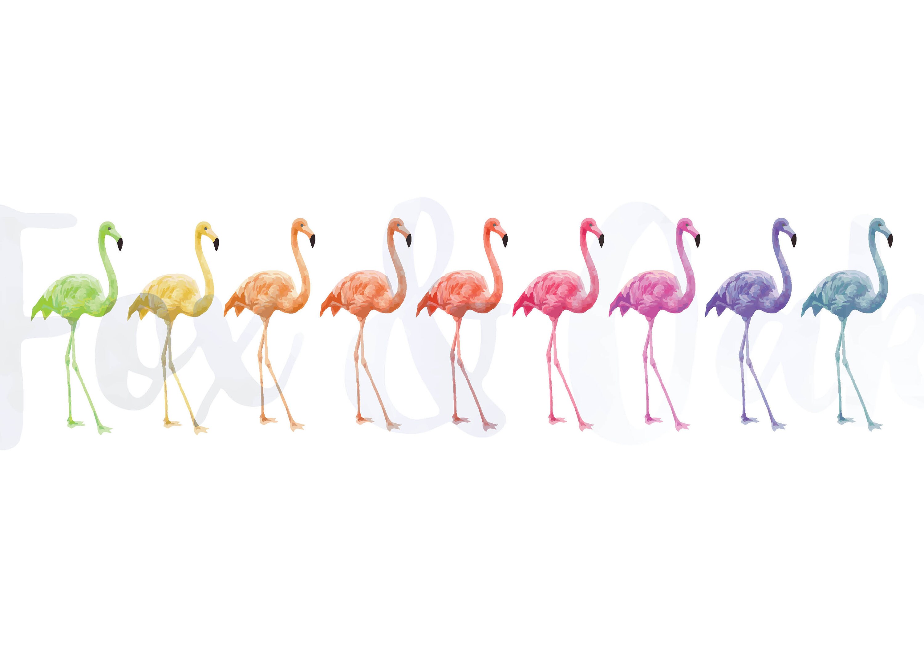 Rainbow Flamingo Art Digital Download, Tropical Animal Wall Hanging ...