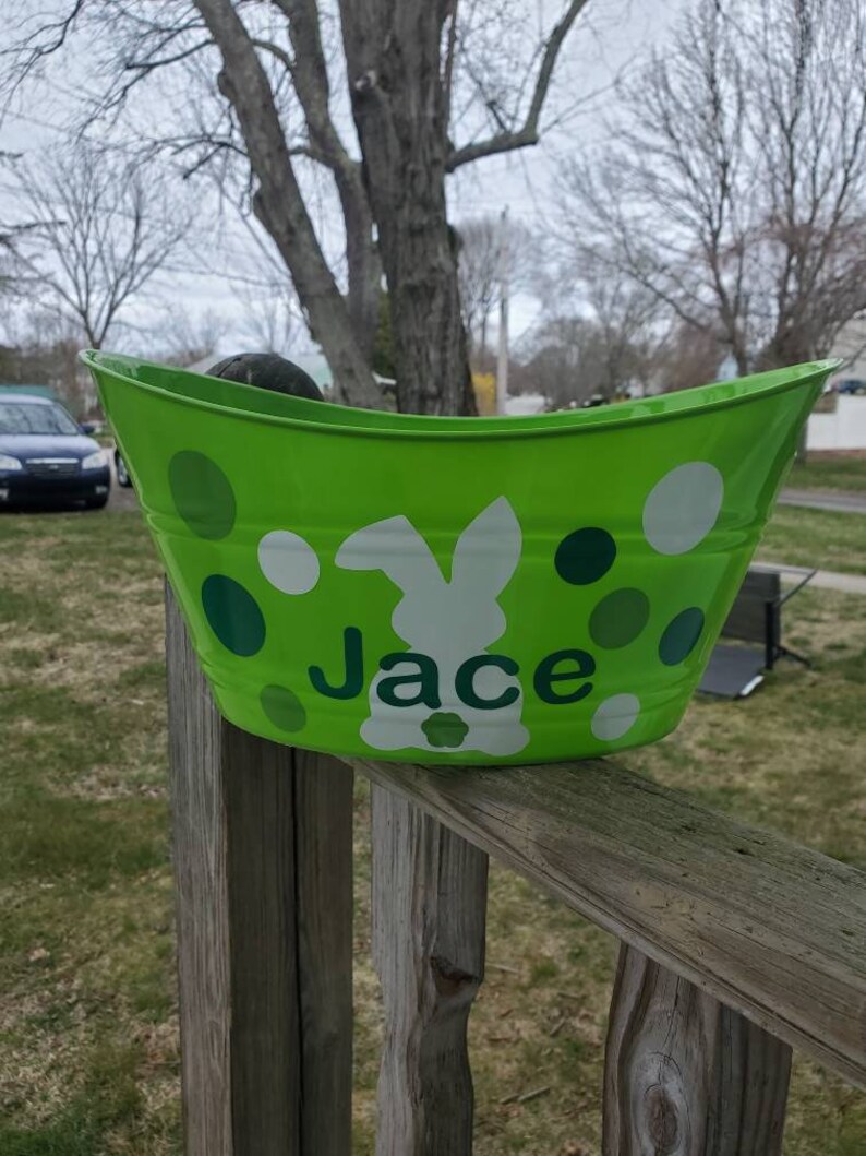 Easter Basket Plastic Easter Basket With Name Bunny Easter - Etsy