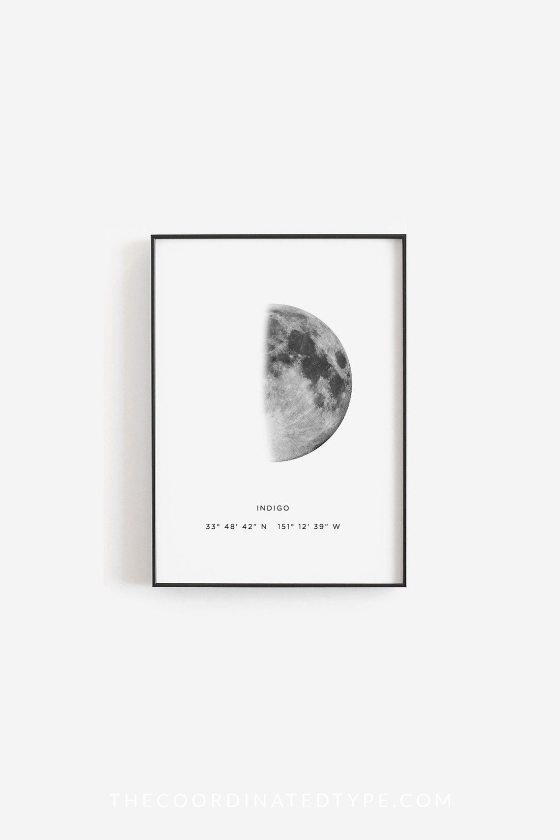 Half Moon Print, Moon Art, Birthday Gift Ideas, Moon Phase Print ...