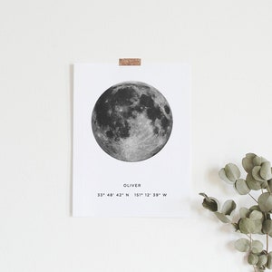 A4 BUNDLE Moon Phase Printable, Baby Birth Print, Birthday Gift, Gifts ...