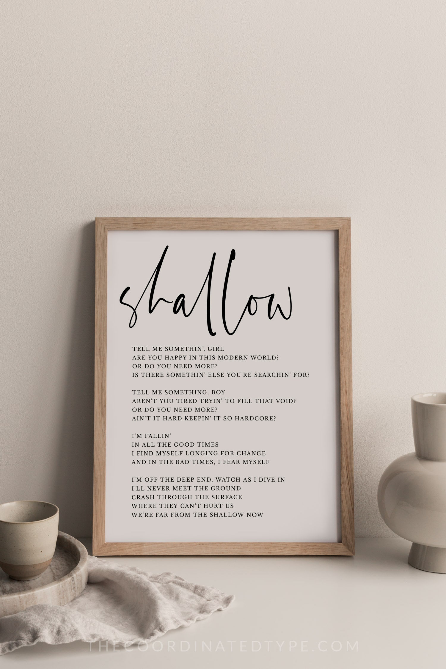 Shallow song lyrics art A star is born Song lyrics wall art | Etsy