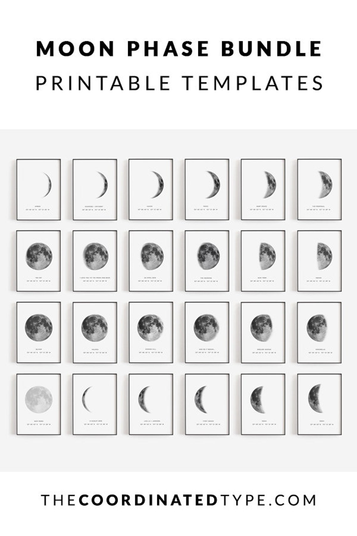 A4 BUNDLE Moon Phase Printable Baby Birth Print Birthday | Etsy