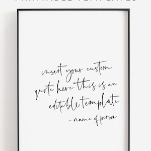Custom Quote Printable, Quote Template, Edit Yourself Quote Print ...