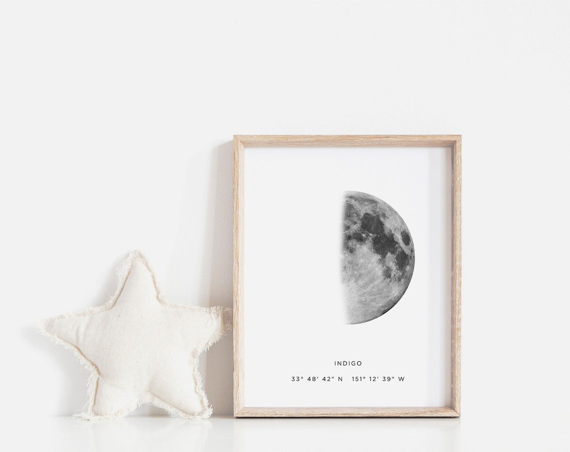 A4 BUNDLE Moon Phase Printable Baby Birth Print Birthday - Etsy